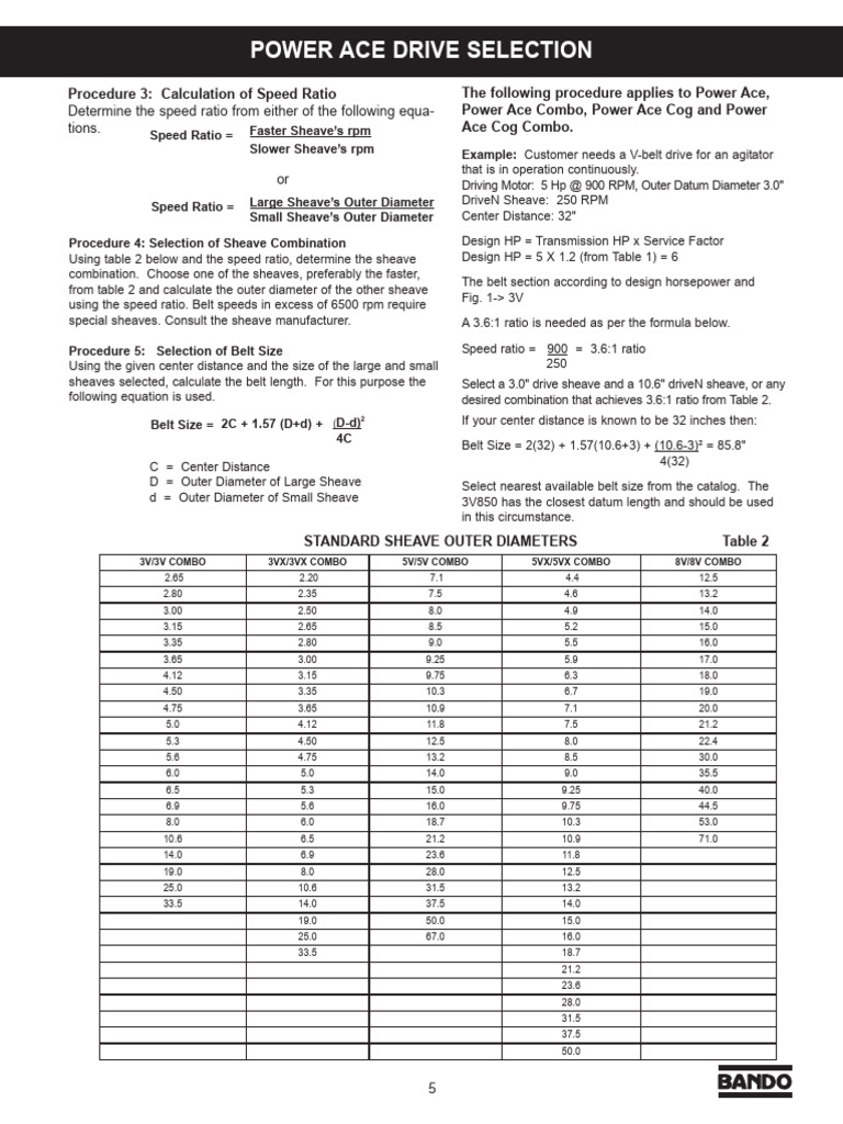 Power Ace Drive Sheave Selection Guide | PDF | Belt (Mechanical ...