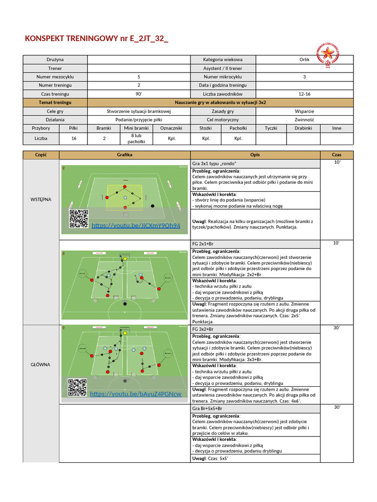Konspekt Treningowy NR E - 2Jt - 32 | PDF