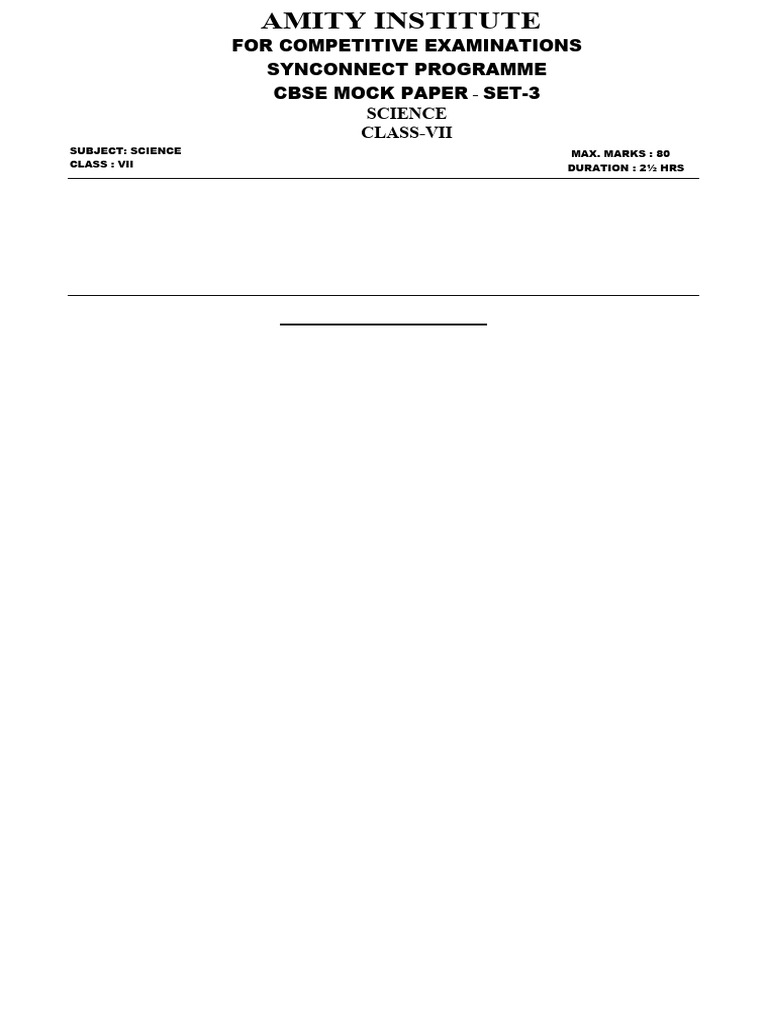 02-Class-Vii-Science Mock-3 | PDF | Circulatory System