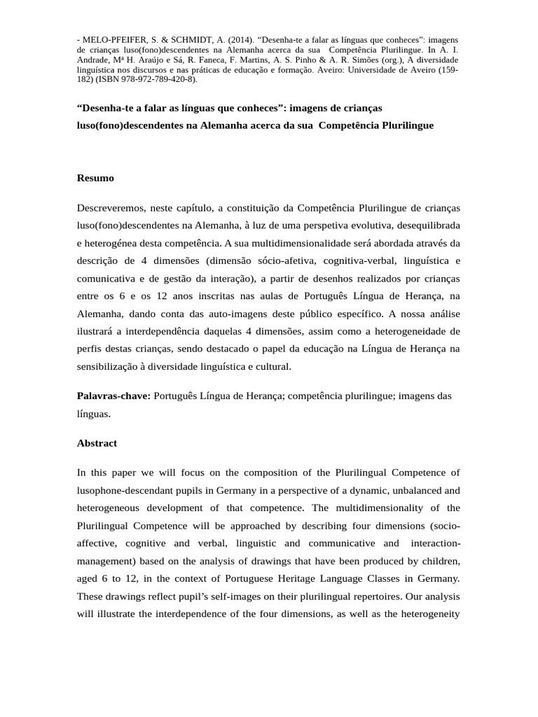 Competência Plurilingue em Crianças Luso-descendentes | PDF ...