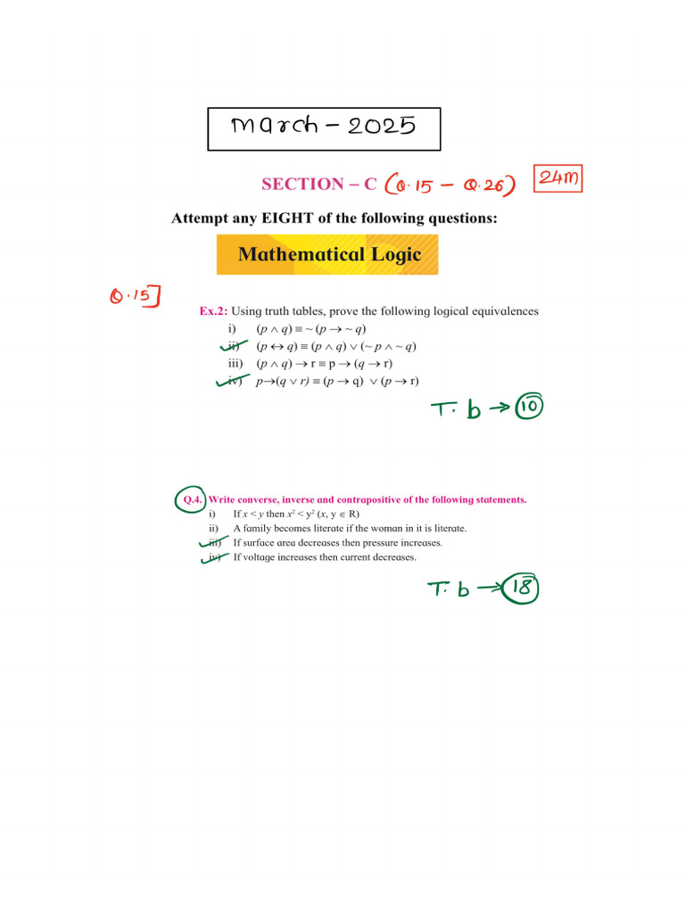 Math Section 'C' Imp Questions Baord 2025.. | PDF