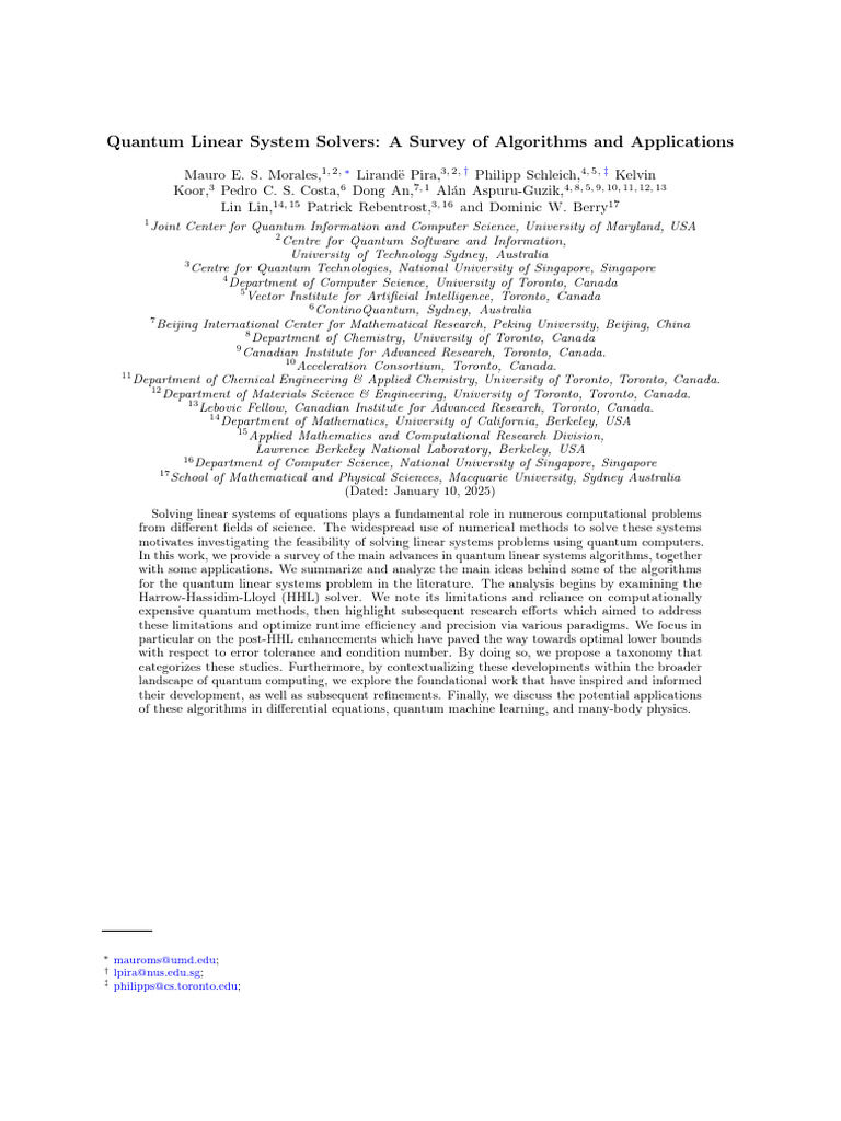 Quantum Linear System Solvers Overview | PDF | Quantum Computing ...