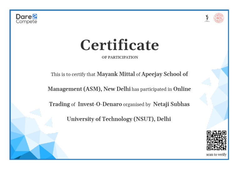 Participation Certificate | PDF