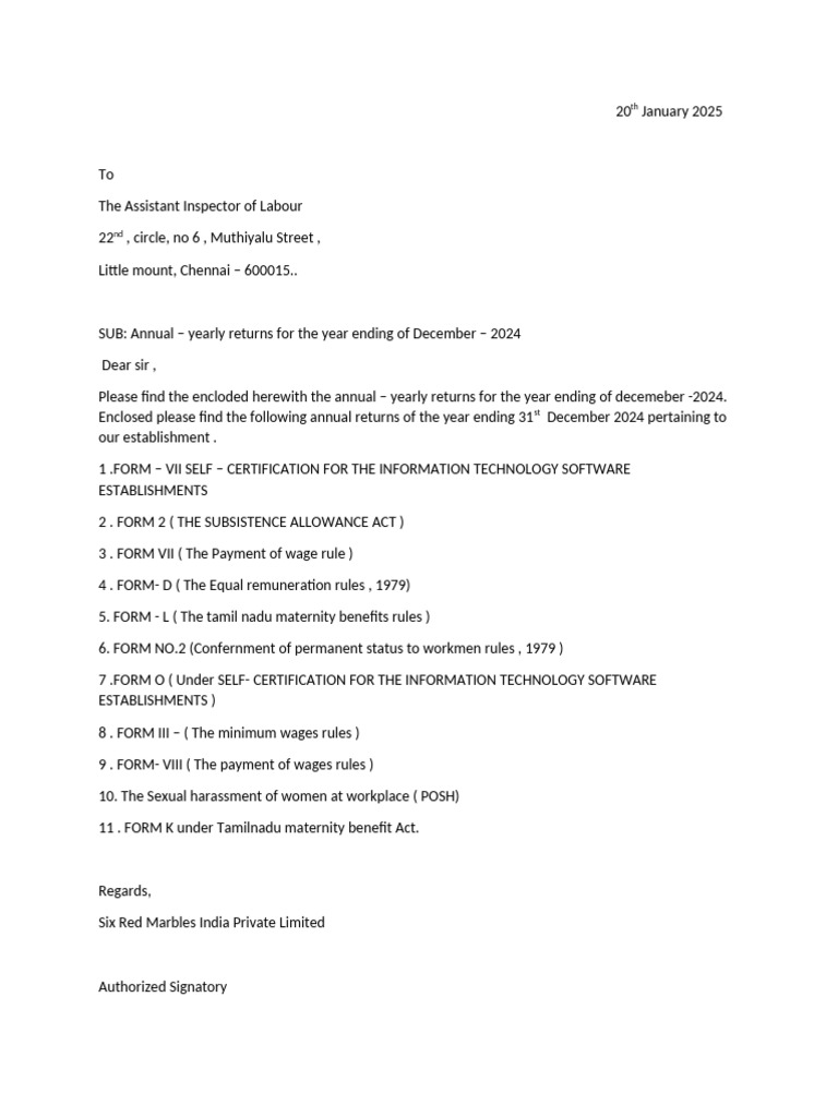 Annual Returns Submission for 2024 | PDF