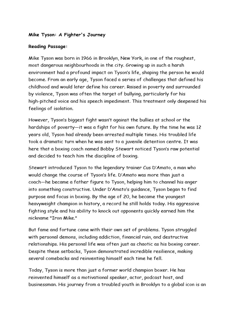 Mike Tyson: From Adversity to Icon | PDF | Mike Tyson | Social Psychology