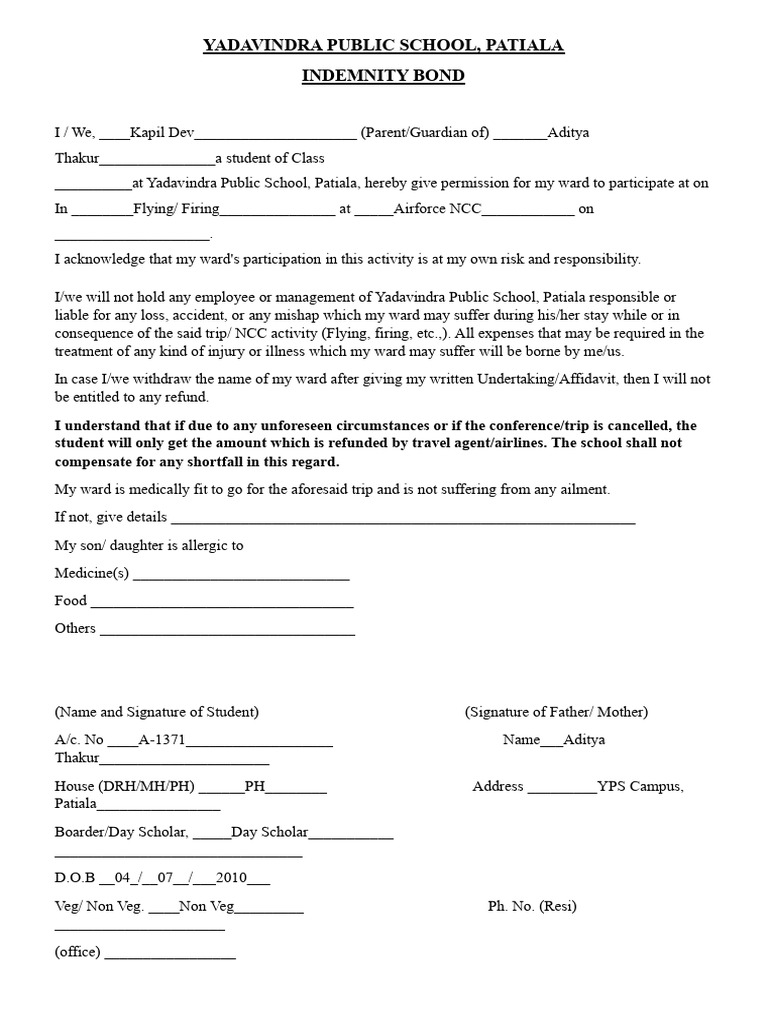 Indemnity Bond | PDF