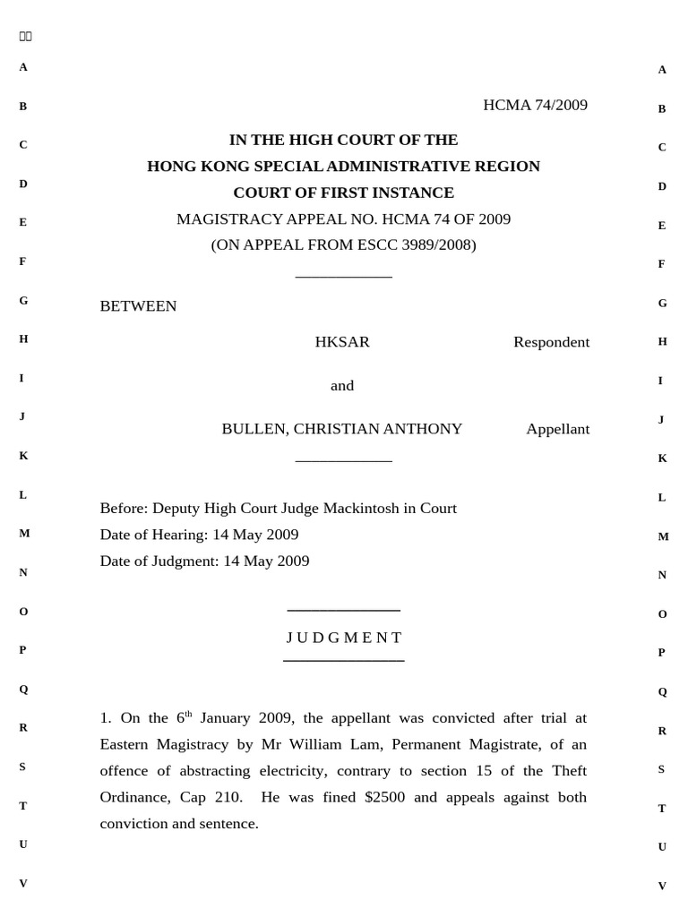 Electricity Theft Case - Hongkong High Court Judgement | PDF | Theft ...