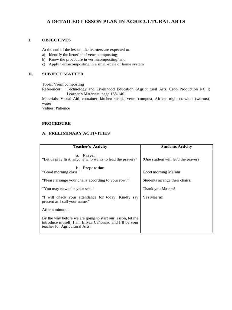 A Detailed Lesson Plan in Agricultural C-1 | PDF | Horticulture | Waste ...