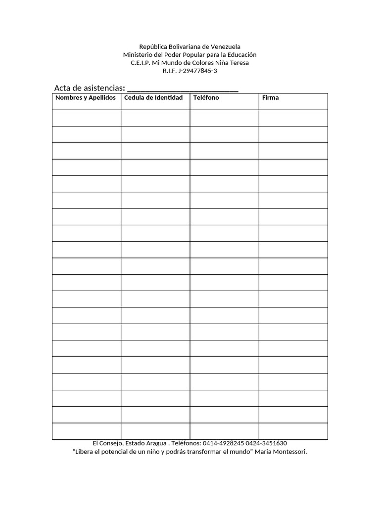 Formato Acta de Asistencia Nueva | PDF