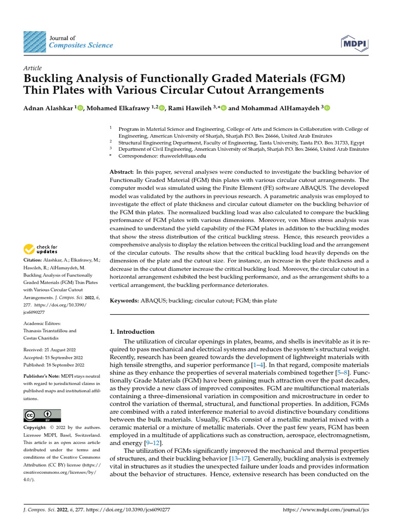 Buckling Analysis of Functionally Graded Materials | PDF | Buckling ...