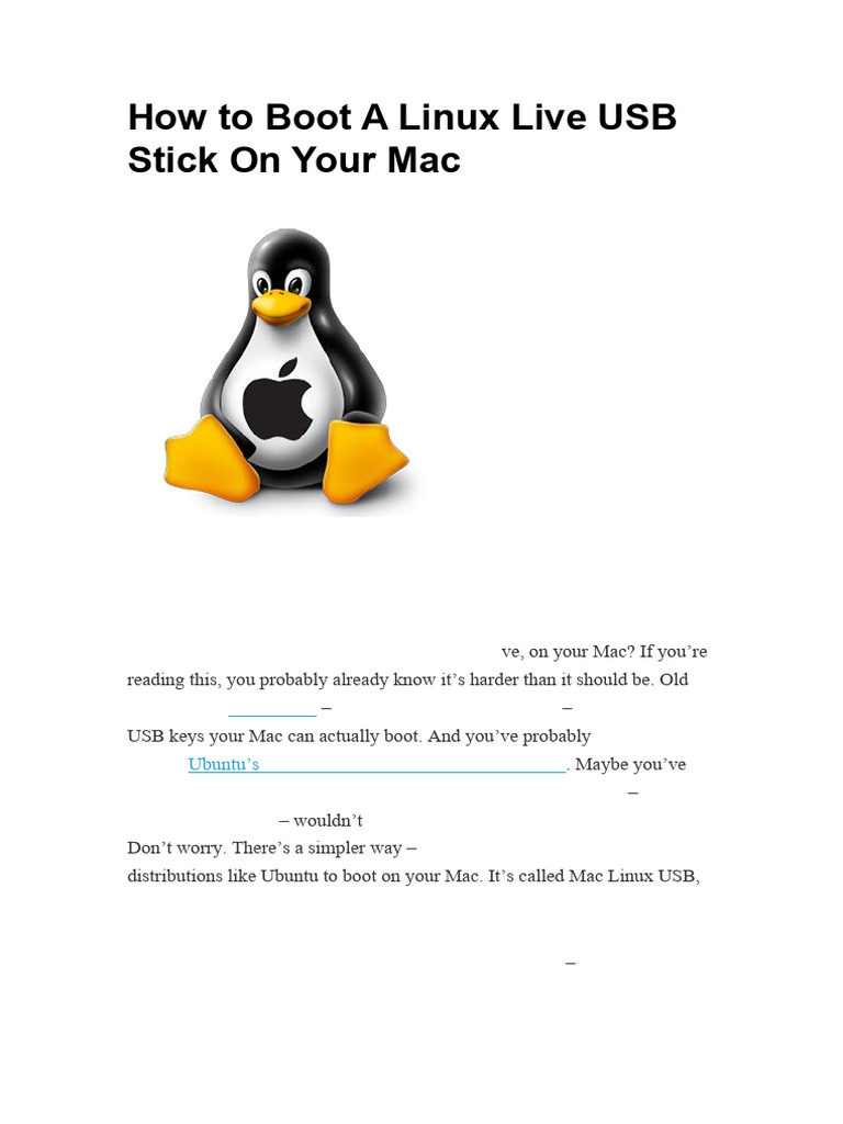 Boot Linux from USB on Mac Easily | PDF | Booting | Usb Flash Drive