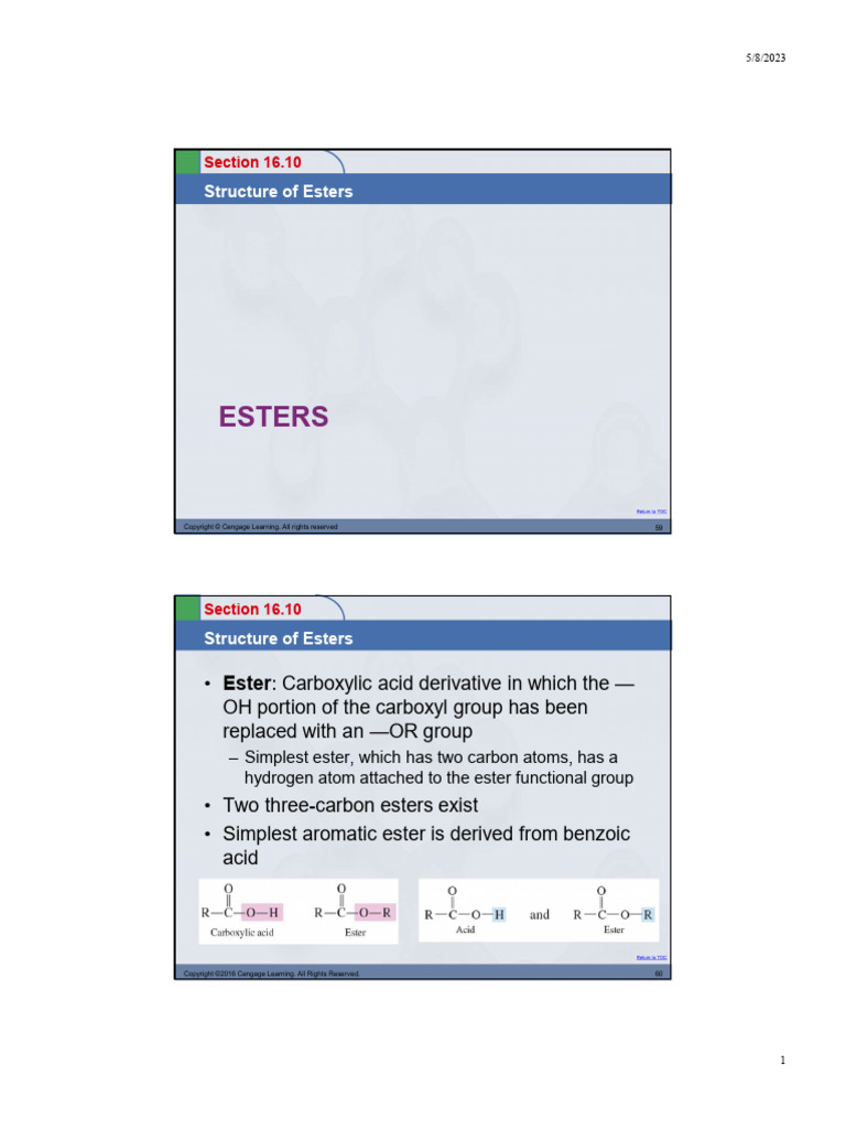 Unit 7B - Caboxylic Acid (Esters) | PDF | Ester | Hydrolysis