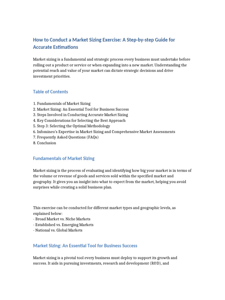 Market Sizing: A Step-by-Step Guide | PDF | Methodology | Business