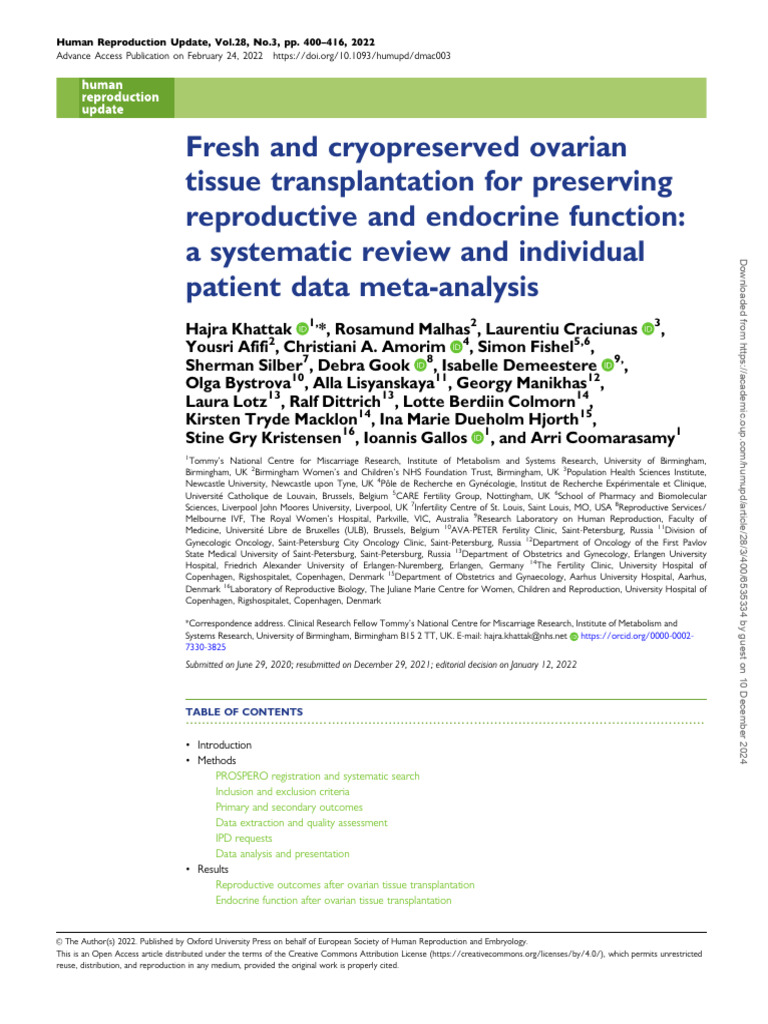 Fresh and cryopreserved ovarian tissue transplantation for preserving ...