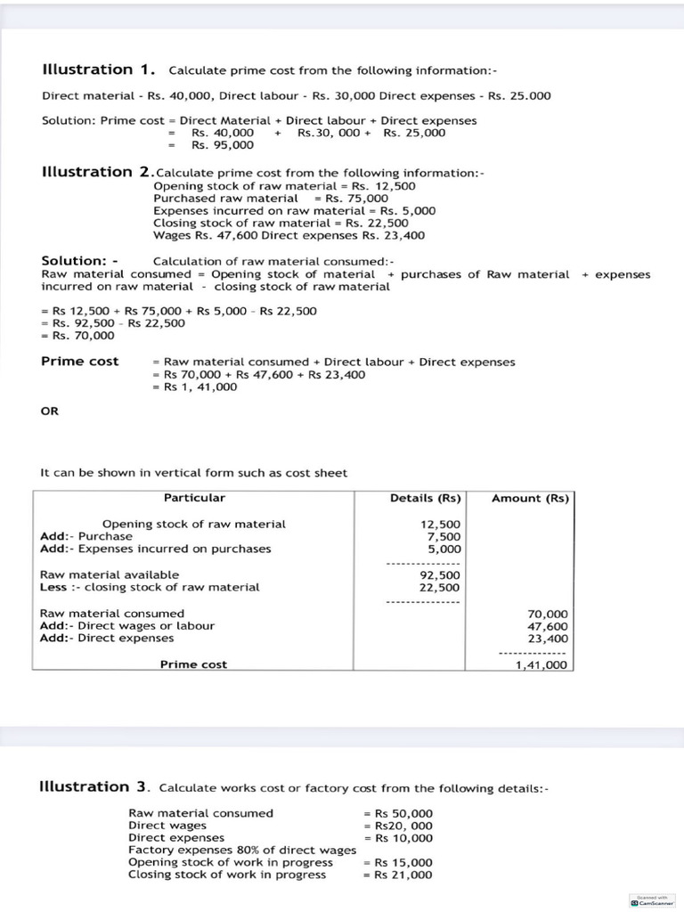 Cost Sheet Questions New | PDF