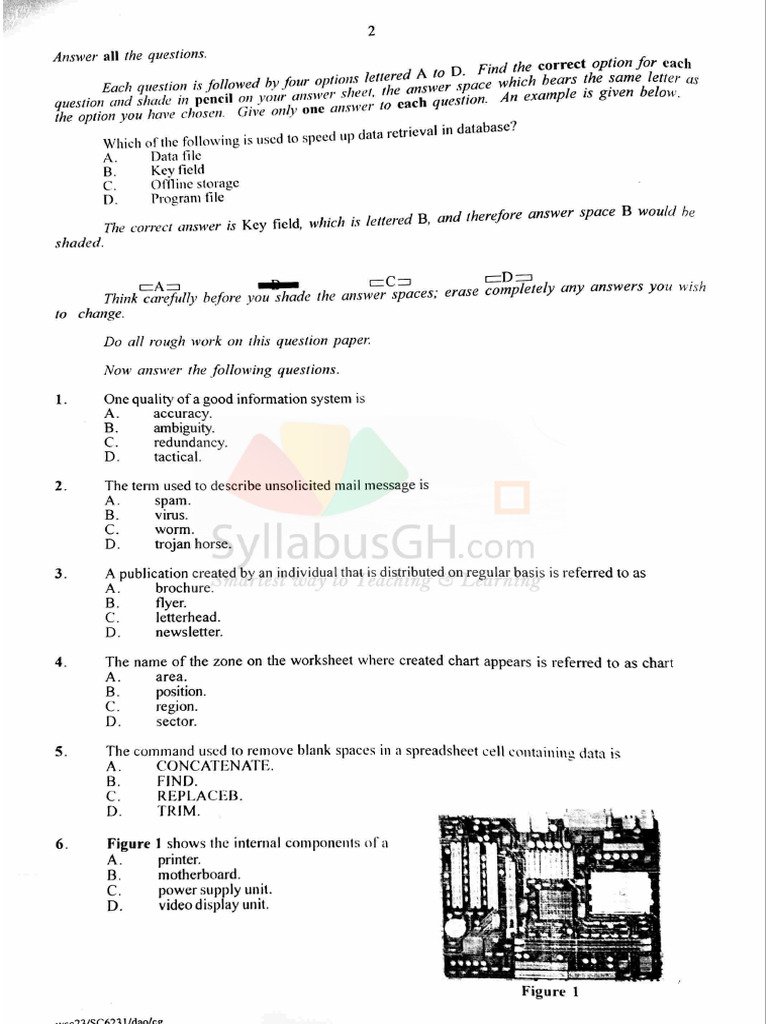 2023 WASSCE Info & Comm Tech 1 | PDF