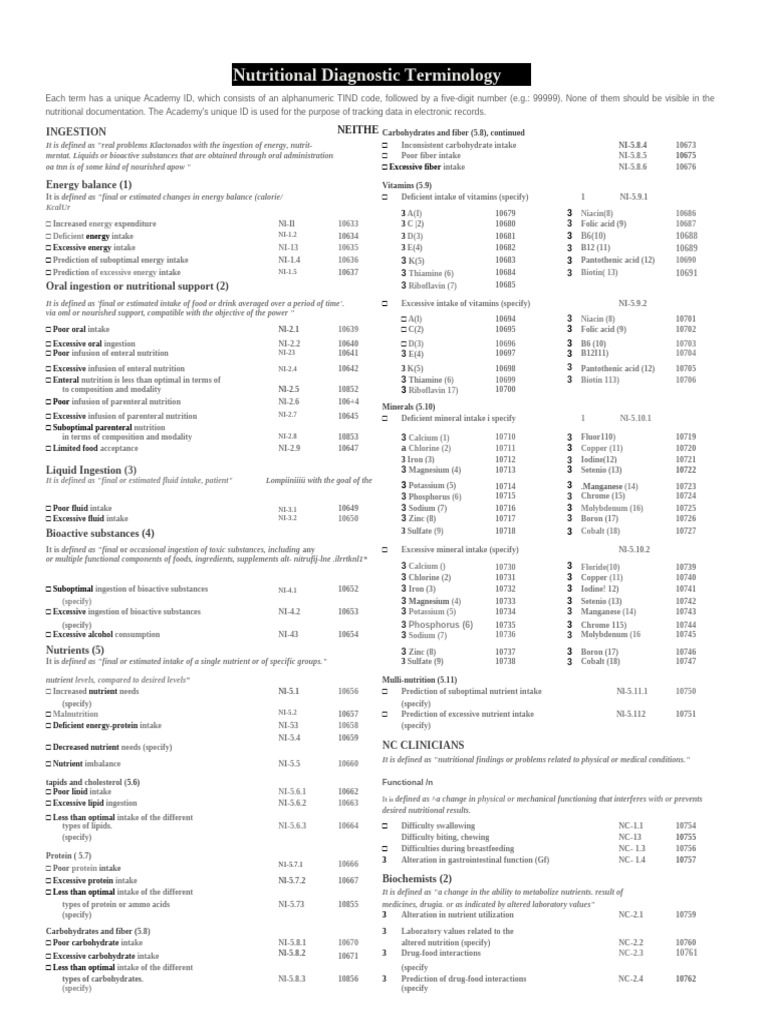 Nutritional Terminology Reference Guide | PDF | Nutrients | Obesity