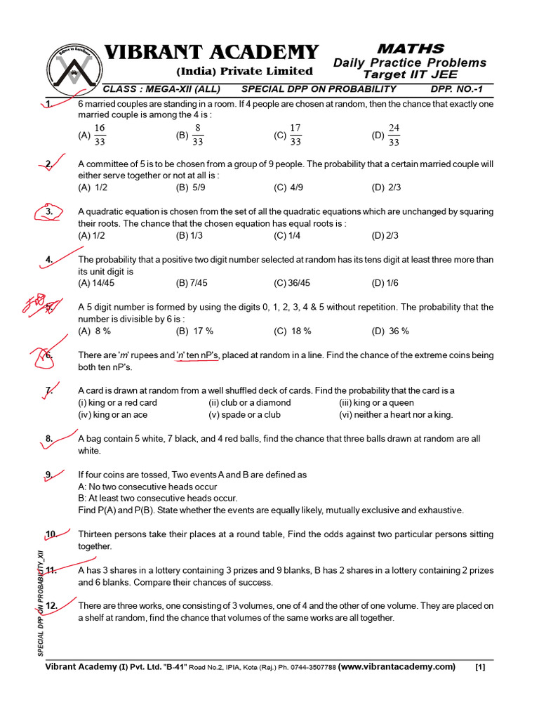 Probability DPP (1 To 6-ALL) - Final - Send | PDF | Odds | Probability