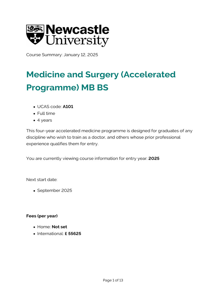 Accelerated Medicine MB BS Course 2025 | PDF | Medical School ...