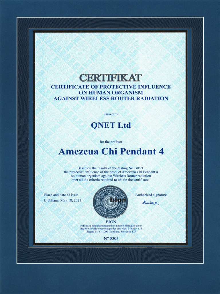 BION Institute (Wireless Router Radiation) Research + Certificate | PDF ...