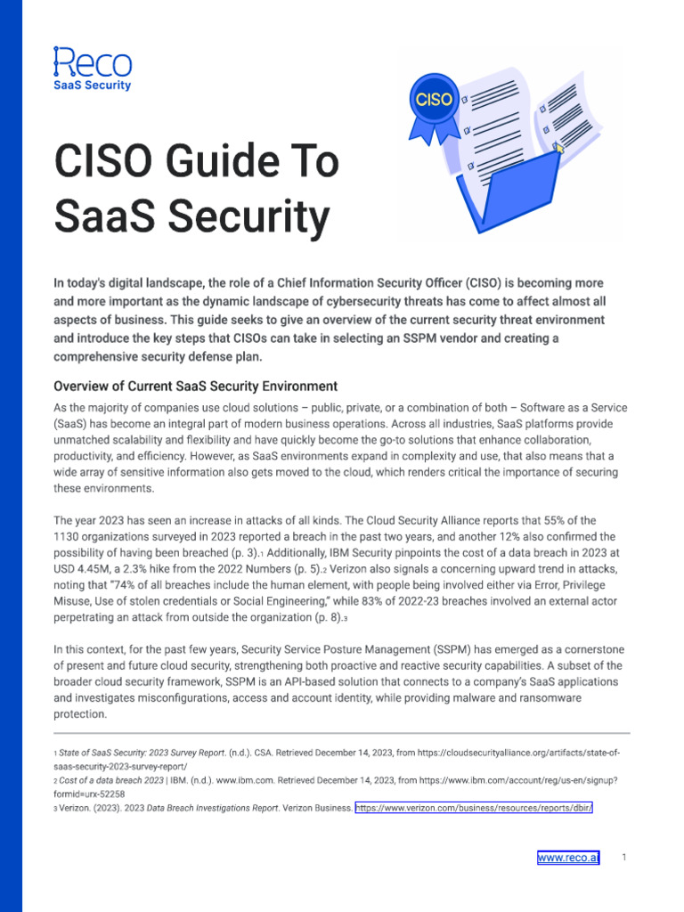CISO Guide To SaaS Security | PDF | Computer Security | Security