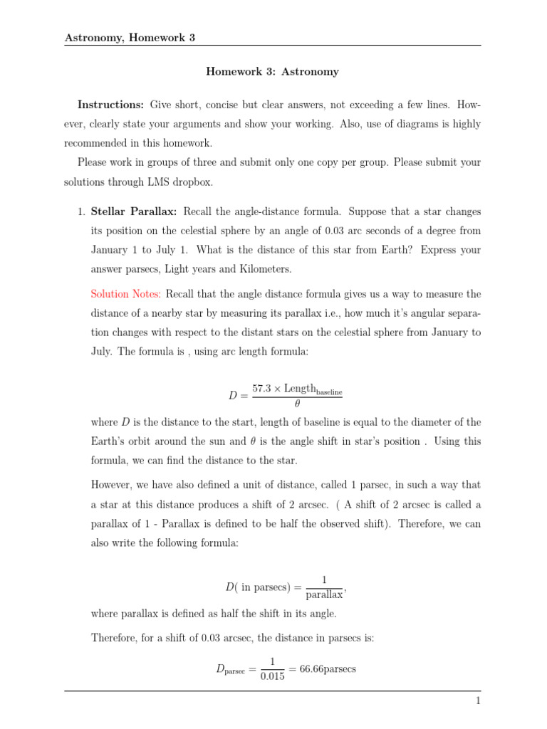Astronomy Homework Guide | PDF | Stars | Electromagnetic Radiation