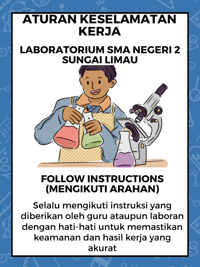 Science Laboratory Rules Educational Poster in Blue and White Hand ...
