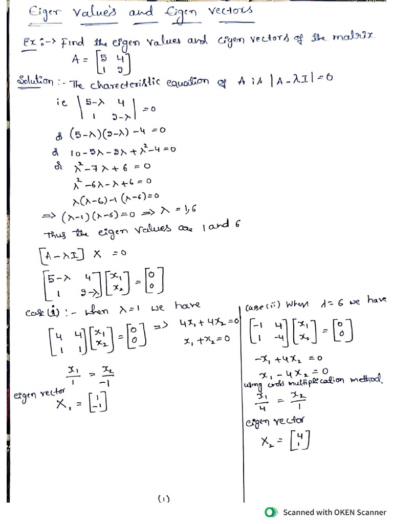 Eigen Value, Eigen Vector And, Power Method Study Material | PDF