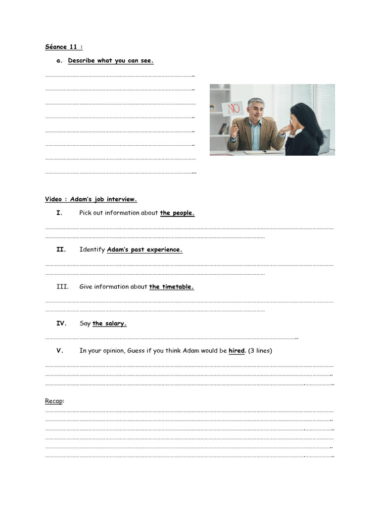Adam' S Lees Job Interview Sheet | PDF