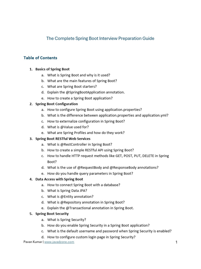 Spring Boot Interview Questions with Dertailed Answers | PDF | Spring Framework | Computing