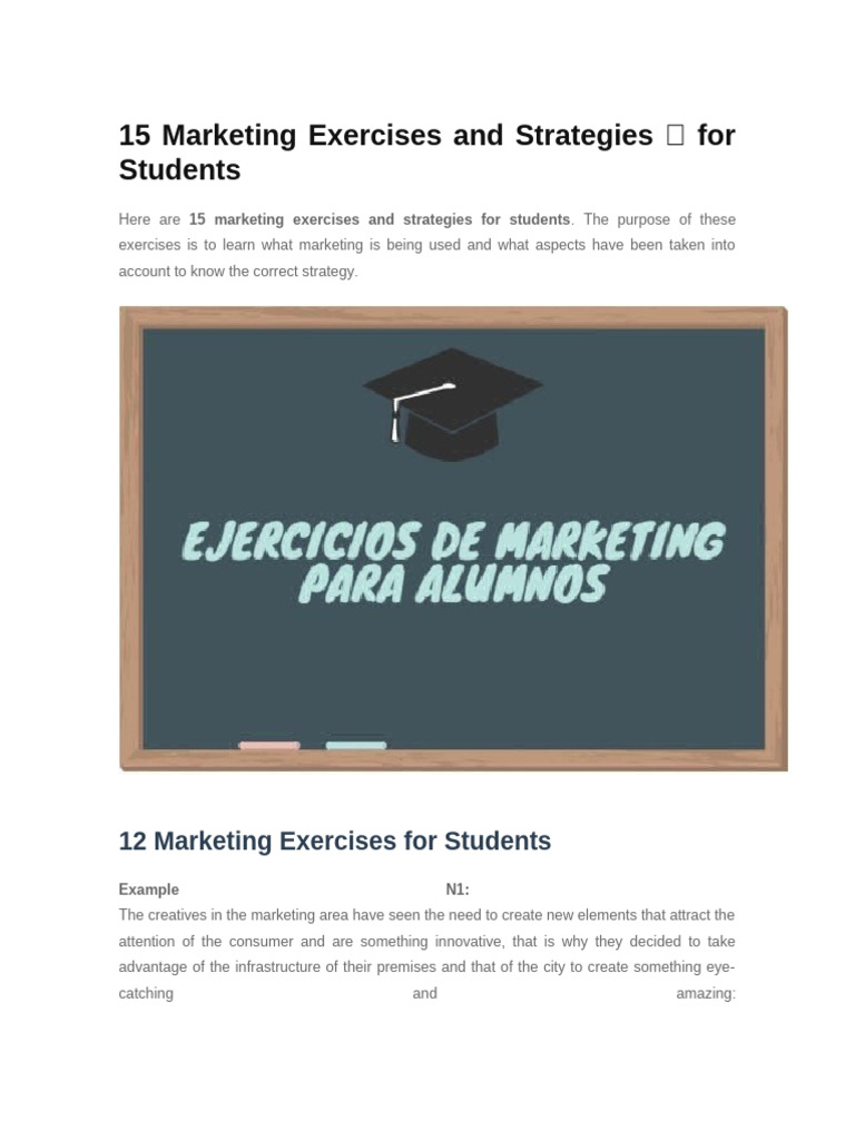 15 Exercises and Marketing Strategies For Students | PDF | Marketing ...