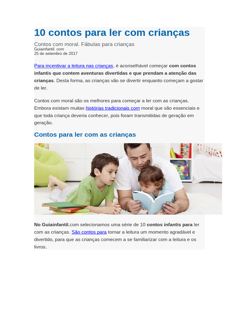 10 Contos Curtos para Crianças | PDF | Moralidade | Fábula