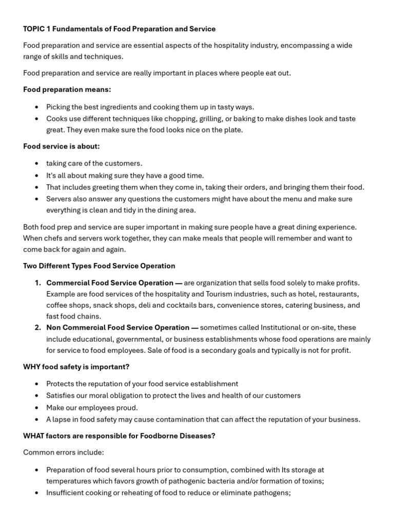 food-safety-notes | PDF | Foodborne Illness | Restaurants