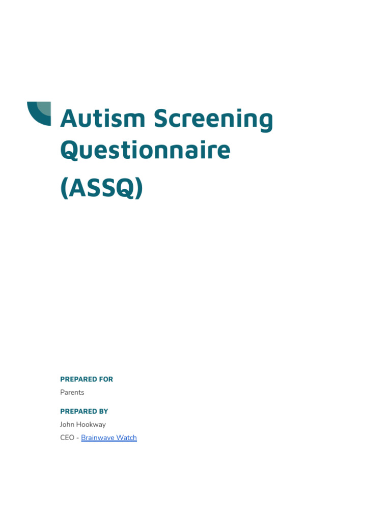 Autism Screening Questionnaire | PDF | Autism | Emotions