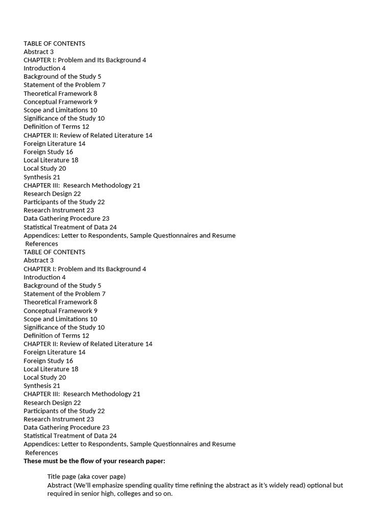 Table of Contents Research | PDF | Methodology | Data