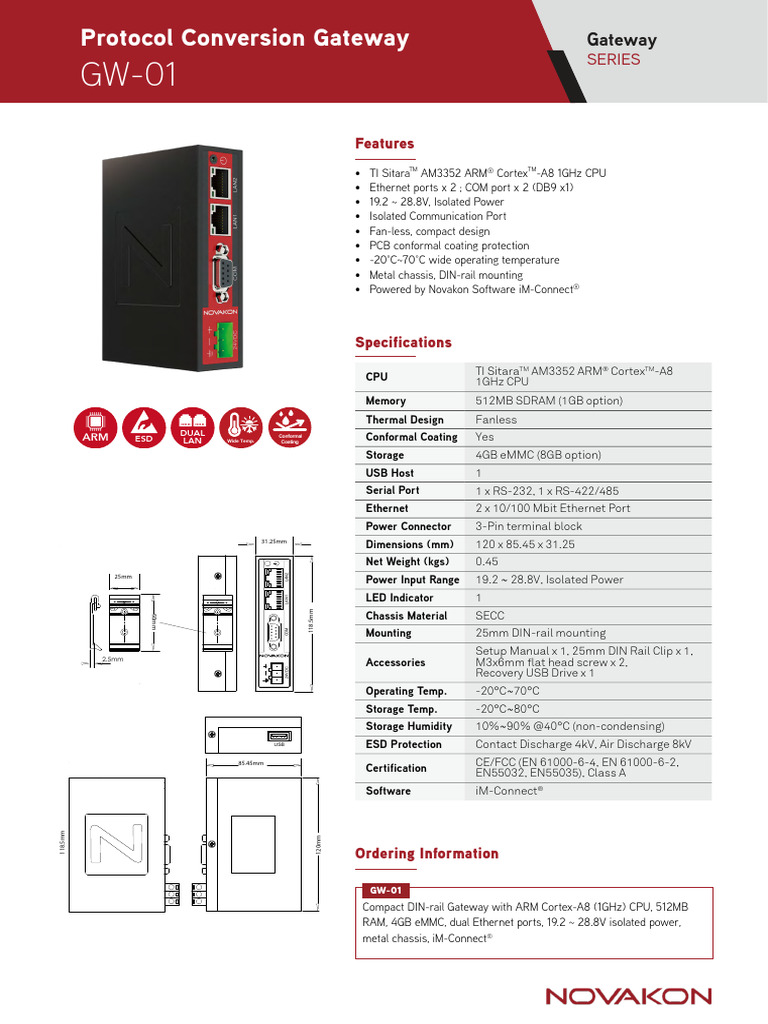NOVAKON GW-01 - Datasheet - New - en | PDF | Usb | Computer Engineering