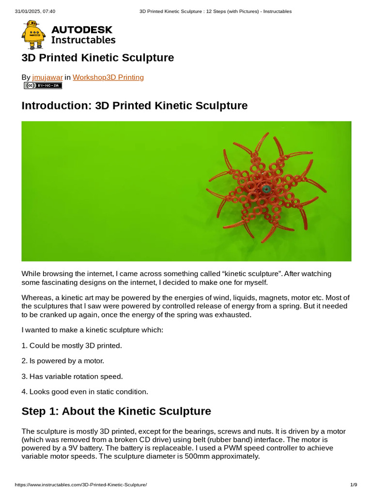 3D Printed Kinetic Sculpture Guide | PDF | Printed Circuit Board | Screw