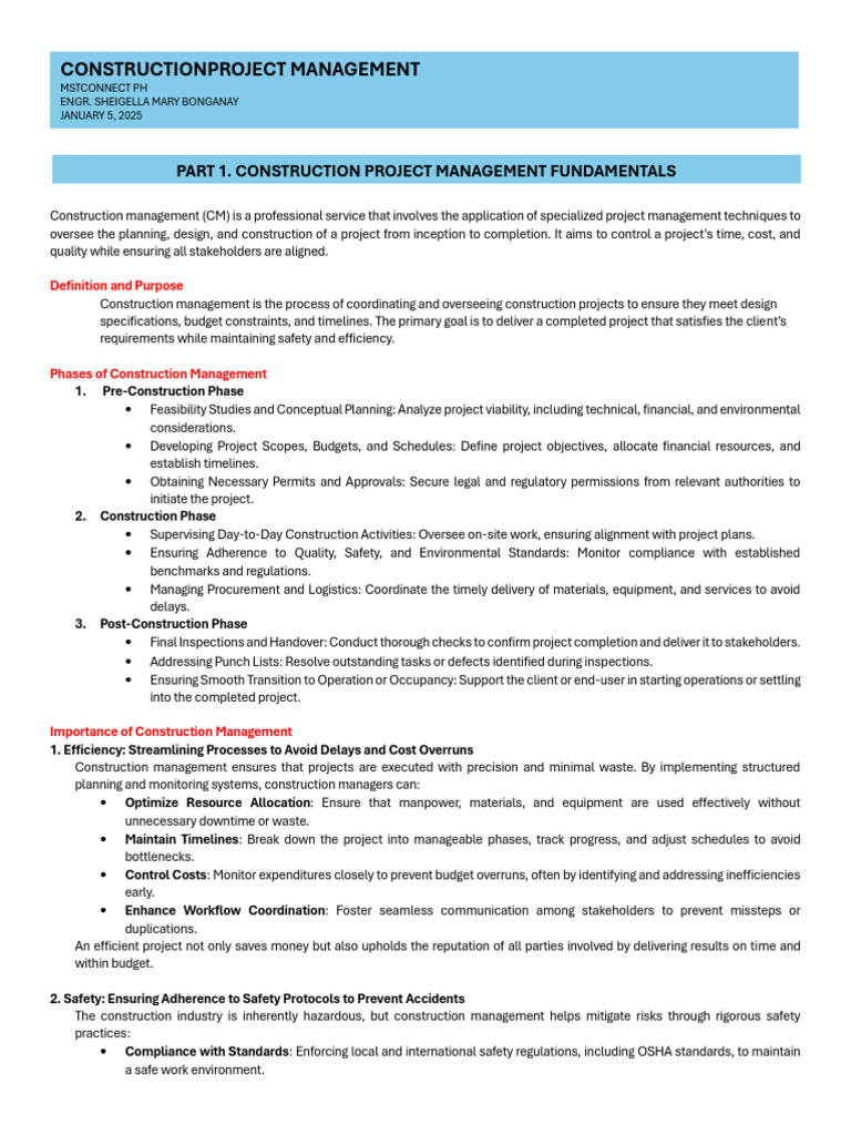 Construction Project Management Guide | PDF | Project Management | Construction Management