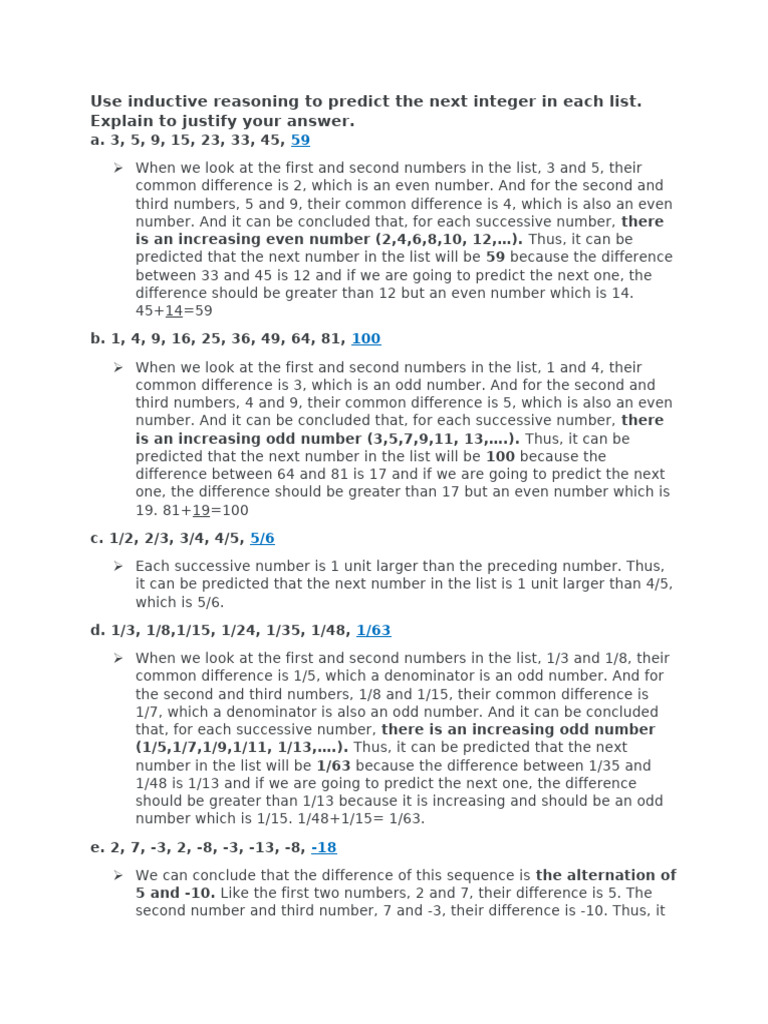 Predicting Next Numbers in Sequences | PDF | Odds | Arithmetic