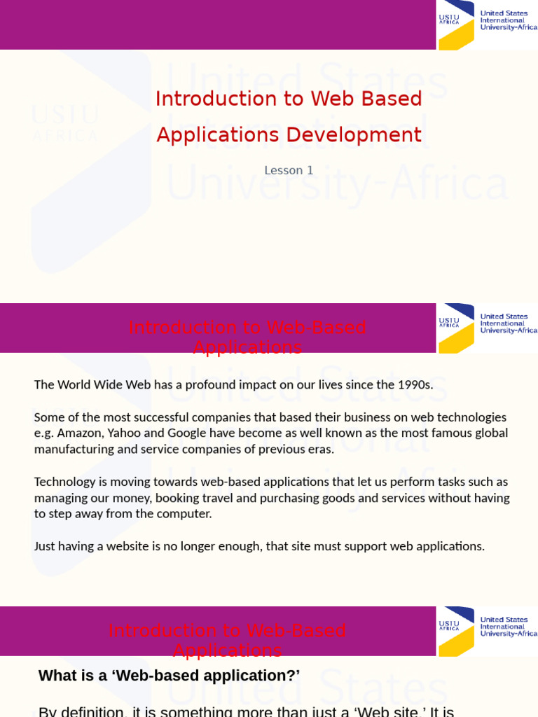 Lesson 1 Introduction To Web Based Applications | PDF | World Wide Web | Internet & Web