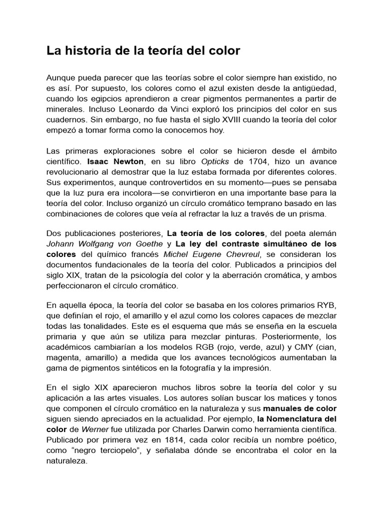 Historia y fundamentos de la teoría del color | PDF | Color | Gráficos