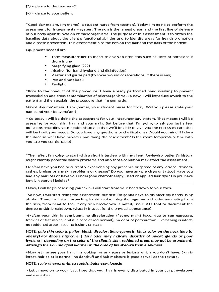 RETDEM Assessment of Integumentary-System | PDF | Dehydration | Hand ...