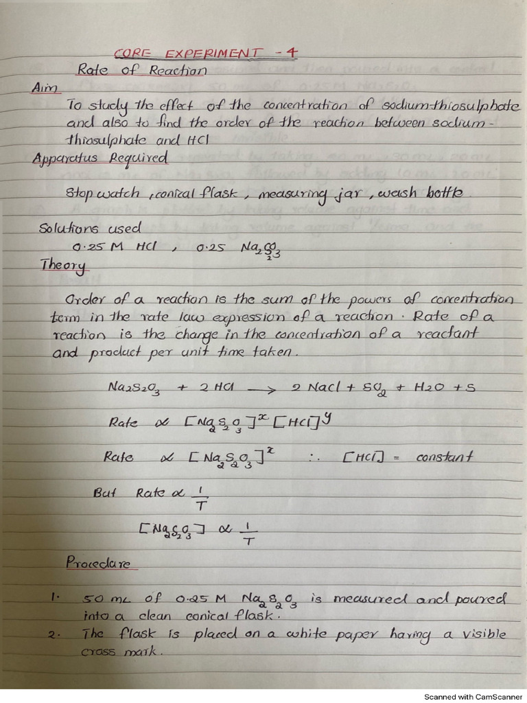 Rate of Reaction (Core) | PDF