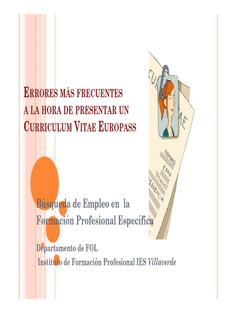 Errores comunes Curriculum Europass | PDF