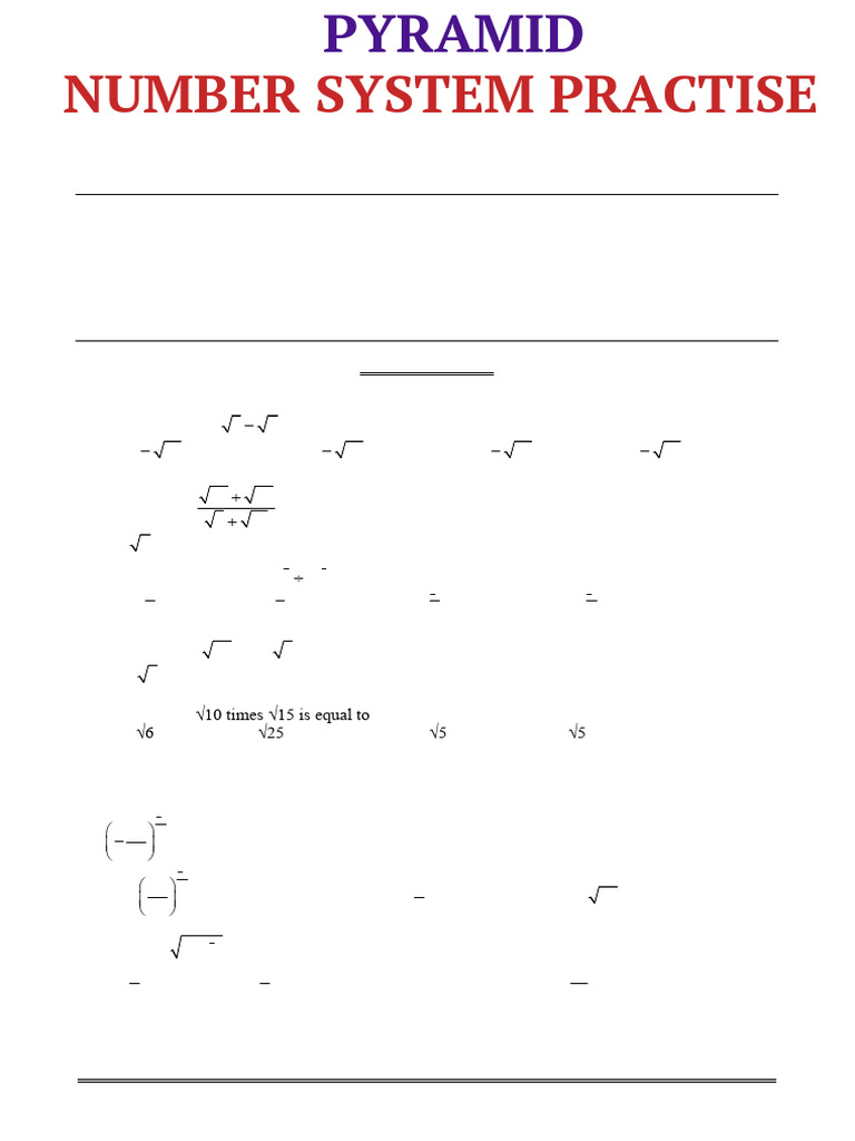 Class 9 Maths: Number System Practice | PDF | Numbers | Decimal