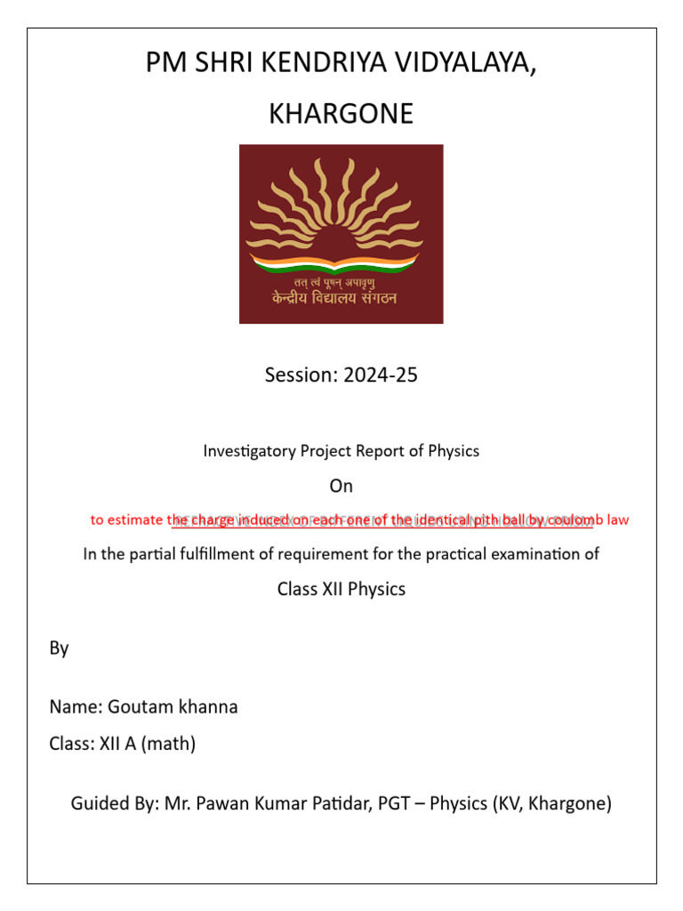 Project Front Page Physics11 | PDF