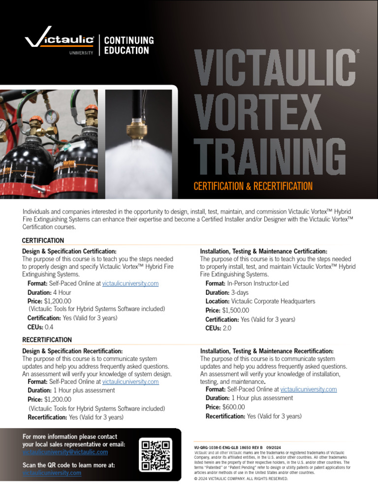 Victaulic Vortex Certification Courses Overview Flyer | PDF | Certification | Patent