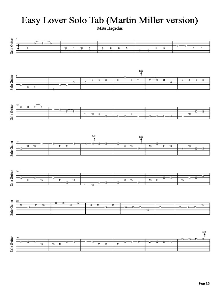 Easy Lover Solo (Martin Miller) | PDF
