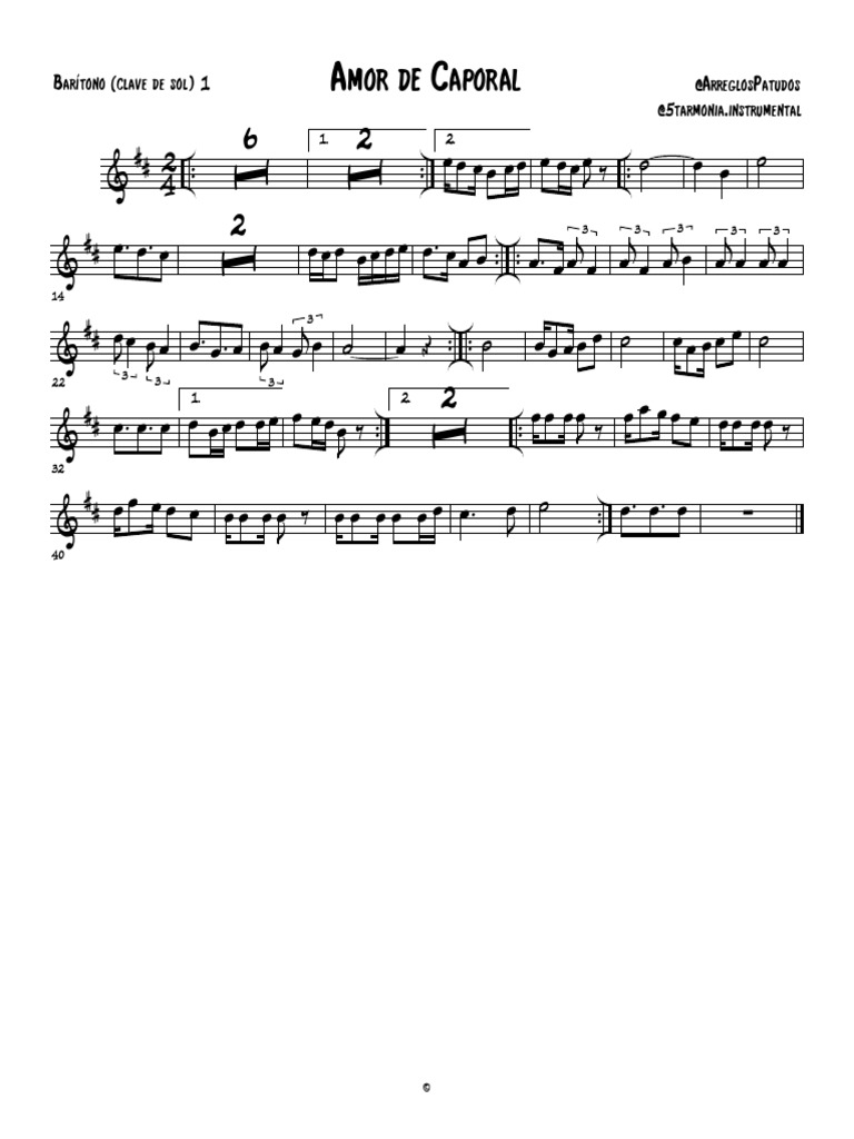 Amor de Caporal - Barítono (clave de sol) 1 | PDF