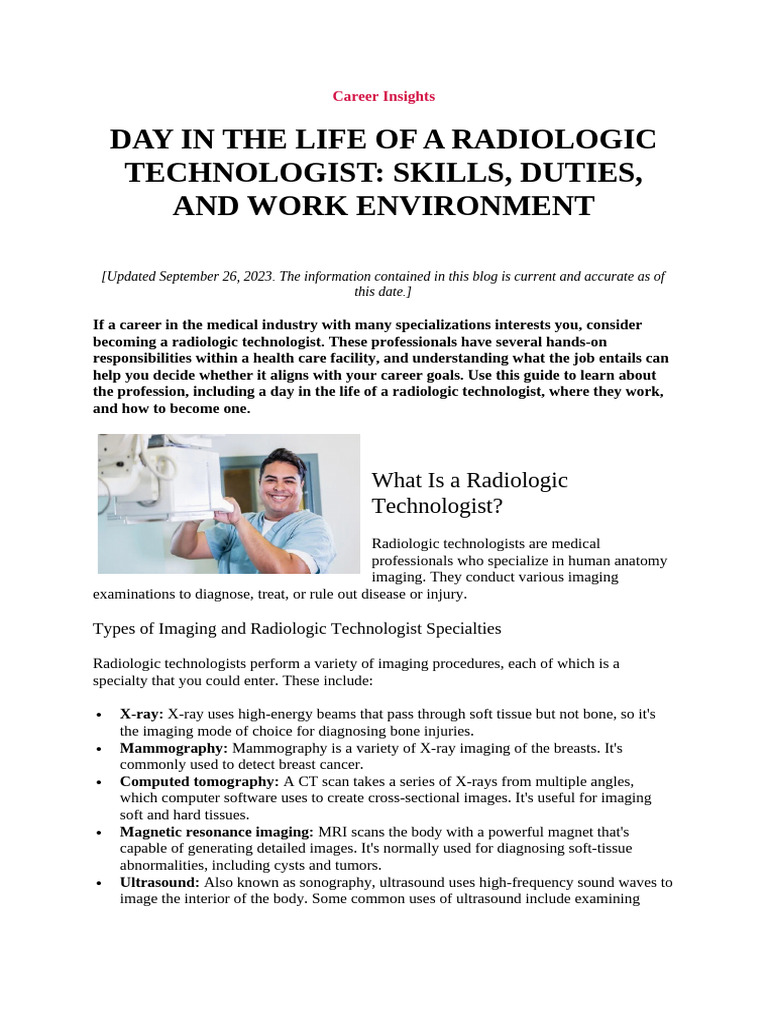 Career Insights | PDF | Medical Imaging | Radiology